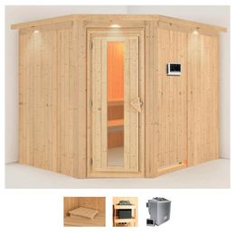 Karibu Sauna »Marit« Set, Ofen 9 kW Bio externe Strg easy naturbelassen