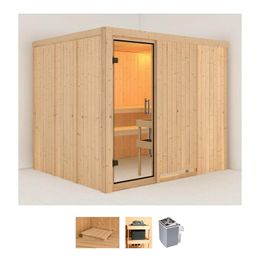 Karibu Sauna »Gitte« Set, Ofen 9 kW integr. Strg naturbelassen