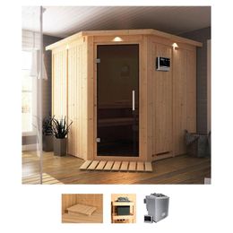 Karibu Sauna »Jarin« Set, Ofen 9 kW Bio externe Strg easy naturbelassen