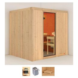 Karibu Sauna »Sodin« Set, Ofen 9 kW integr. Strg naturbelassen