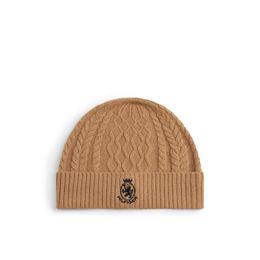 Tommy Hilfiger Beanie »TH CREST KNIT« Zopfstrickmuster, mit TH-Wappen Timeless Camel / Space Blue