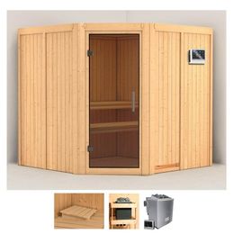 Karibu Sauna »Jarin« Set, Ofen 9 kW Bio externe Strg easy naturbelassen
