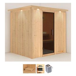 Karibu Sauna »Solida« Set, Ofen 9 kW integr. Strg naturbelassen