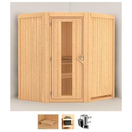 Karibu Sauna »Tomke« Set, Ofen 3, 6 kW externe Strg.easy naturbelassen