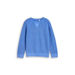 Tom Tailor Jungen Strickpullover aus Baumwolle, blau, Uni, Gr. 104/110