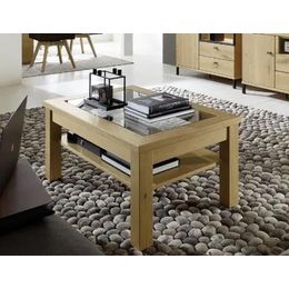 RMW Viva Couchtisch 90654 in Asteiche, mit Klarglasplatte und Ablageplatte ca.98x45x63 cm