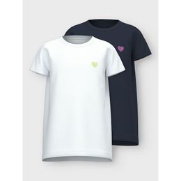 name it Kurzarmshirt »NKFVIOLINE 2P SS LOOSE TOP« Packung, 2 Stk. tlg. Navy BlazerPack:Bright white 122 (128) 122 (128) 2-er Packung Shirts von...