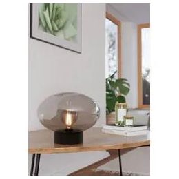 Eglo Tischleuchte "MADONNINA", schwarz (schwarz grau), 1, &Oslash; 33cm H: 27cm, 1 Stk., Leuchten, Tischlampe, Metall in Schwarz und Glas in Grau-transparent, E27, 27 cm, Tischleuchte
