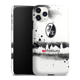 DeinDesign iPhone 11 Pro Max Handy Premium Case Smartphone Handyh&uuml;lle Schutzh&uuml;lle gl&auml;nzend Logo Sc Freiburg Skyline Premium Case
