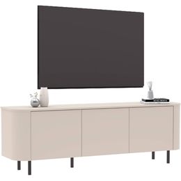 Lowboard Inosign "Lido, 181 cm breit, 3 Türen, TV-Schrank, TV-Kommode, Medienboard", cashmere, B:181cm H:61cm T:43cm, FSC-zertifizierter Holzwerkstoff, Sideboards, Formgebogenes MDF, Stirnseiten mit Rundung, Push-to-open, Metallfüße