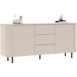 Sideboard Inosign "Lido, 181 cm breit, 2 Türen, 3 Schubkästen, Kommode, Stauraumschrank", cashmere, B:181cm H:83cm T:43cm, FSC-zertifizierter Holzwerkstoff, Sideboards, Formgebogenes MDF, Stirnseiten mit Rundung, Push-to-open, Metallfüße