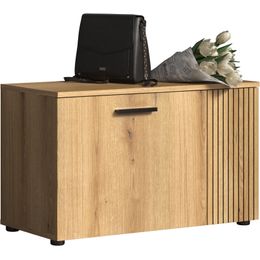 Sitzbank Home Affaire "Amrum", evoke eiche, B:80cm H:49cm T:36cm, Holzwerkstoff, Kunststoff, Sitzbänke, Schuhbank mit 2 Türen & 2 Einlegeböden - (B/T/H) 80/36/49 cm
