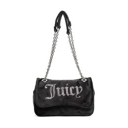 Schultertasche Juicy Couture "KIMBERLY CROSSBODY WITH FLA Damen", Kinder, Gr. B/H/T: 9cm x 17cm onesize, schwarz, Polyester, Taschen, Schultertasche Damen, Mini Bag, Handtasche, Fashion, Lifestyle, Sale