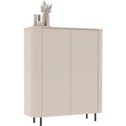 Highboard Inosign "Lido, B/H 131/154 cm, 2 Türen, Stauraumschrank, Hochkommode", cashmere, B:131cm H:154cm T:43cm, FSC-zertifizierter Holzwerkstoff, Sideboards, Formgebogenes MDF, Stirnseiten mit Rundung, Push-to-open, Metallfüße