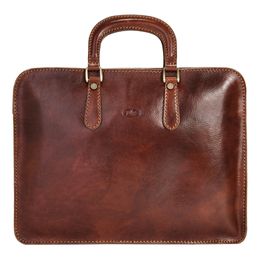Pike Aktentasche PIKÉ, Damen, Gr. B/H/T: 39cm x 30cm x 8cm onesize, braun, Leder, beschichtet, glänzend, Taschen, echt Leder, Made in Italy