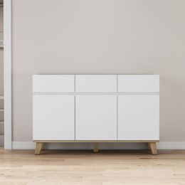 Sideboard OTTO HOME "Haily", weiß, B:135cm H:86cm T:40cm, ABS-Kunststoff, FSC-zertifizierter Holzwerkstoff, MDF, Melamin, Spanplatte, Sideboards