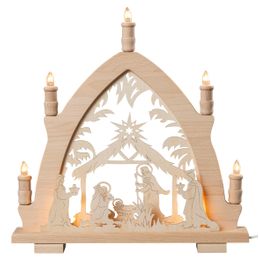 SAICO ORIGINAL LED Schwibbogen "Lichterspitze, Christi Geburt", B/H/T: 41cm x 43cm x 6cmnatur, Schwibbögen, Premium LED-Beleuchtung, warmweiß, BxHxT: