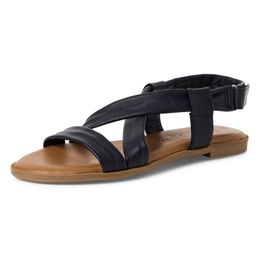 Riemchensandale Tamaris, Damen, Gr. 38, blau (navy), Leder, Schuhe Riemchensandale, Sommerschuh, Sandalette mit Klettverschluss am Riemchen