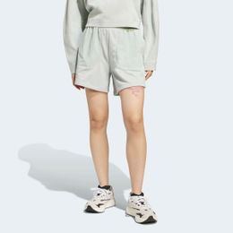 Shorts adidas Sportswear "W CE G SHORT", Damen, Gr. L, N-Gr, grau (wonder silber), Obermaterial: 55% Baumwolle, 36% Polyester, 9% Viskose, Hosen
