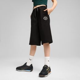 Shorts Puma "X HARRY POTTER JORTS WV", M&auml;dchen, Gr. 140, N-Gr, schwarz (Puma schwarz), Twill, Obermaterial: 98% Baumwolle, 2% Elasthan, relaxed fit kniebedeckend, Hosen Shorts, Puma x Harry Potter Collab