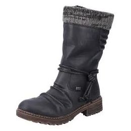 Winterstiefel Rieker, Damen, Gr. 38, schwarz, Lederimitat, Textil, Schuhe Winterstiefel, Winterboots, Blockabsatz, TEX-Membran, mit gestricktem Schaftrand