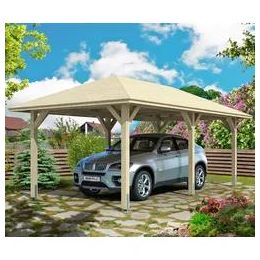 Skan Holz Einzelcarport SKANHOLZ "Taunus", beige (natur), B/H/T: 218cm x, Carports