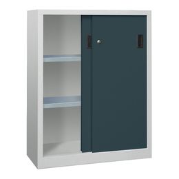 Pavoy Schiebetürenschrank, 1200x1000x400 mm, 2 Böden verzinkt, RAL 7035/7016 (30301-100-400-735716)