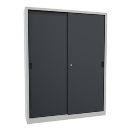Pavoy Schiebetürenschrank, 1950x1500x400 mm, 8 Böden verzinkt, RAL 7035/7016 (30302-150-400-735716)