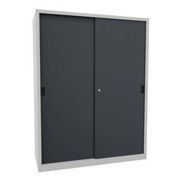 Pavoy Schiebetürenschrank, 1950x1500x600 mm, 8 Böden verzinkt, RAL 7035/7016 (30302-150-600-735716)