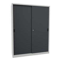 Pavoy Schiebetürenschrank, 1950x1500x500 mm, 8 Böden verzinkt, RAL 7035/7016 (30302-150-500-735716)