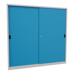 Pavoy Schiebetürenschrank, 1950x2000x400 mm, 8 Böden verzinkt, RAL 7035/5012 (30302-200-400-735512)