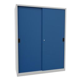 Pavoy Schiebet&uuml;renschrank, 1950x1500x600 mm, 8 B&ouml;den verzinkt, RAL 7035/5010 (30302-150-600-735510)