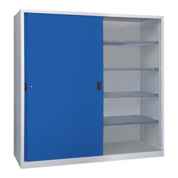 Pavoy Schiebet&uuml;renschrank, 1950x2000x600 mm, 8 B&ouml;den verzinkt, RAL 7035/5010 (30302-200-600-735510)