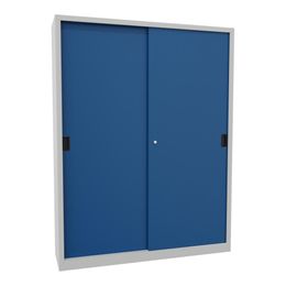 Pavoy Schiebet&uuml;renschrank, 1950x1500x400 mm, 8 B&ouml;den verzinkt, RAL 7035/5010 (30302-150-400-735510)