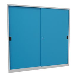 Pavoy Schiebet&uuml;renschrank, 1950x2000x500 mm, 8 B&ouml;den verzinkt, RAL 7035/5012 (30302-200-500-735512)