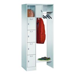 STIER Garderobe, 1 S&auml;ule m. 5 F&auml;chern, AB 300 mm, Hutabl. 450 mm, Drehr., RAL 7035 (906493)