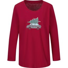 Comtessa Damen Schlafanzugshirt mit Weihnachts-Motiv rot-anthrazit Gr&ouml;&szlig;e 44/46