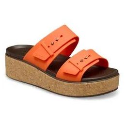 Keilpantolette Crocs "Brooklyn Cork Buckle", Damen, Gr. 41, orange, CrosliteTM, Schuhe, Keilsandale, Plateausandale mit LiteRideTM Schaumfu&szlig;bett