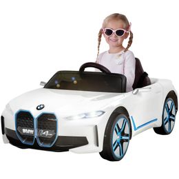 Actionbikes Motors Kinder-Elektroauto BMW i4, Fernbedienung, LED-Beleuchtung, Soft-Start-Funktion (Wei&szlig;)