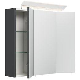 Posseik Spiegelschrank 70cm inkl. Design LED-Lampe und Glasb&ouml;den weiss hochglanz