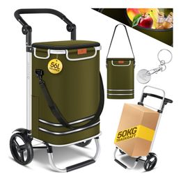 Kesser&reg; Einkaufstrolley klappbar mit 56L Kapazit&auml;t und belastbar bis 50kg 3in1 Trolley Sackkarre & Umh&auml;ngetasche Faltbarer Einkaufswagen inkl. K&uuml;hlfach & Einkaufschip Treppensteiger
