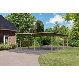 Doppelcarport Karibukdi, Carports, "&raquo;ECO 2&laquo; Variante A, kesseldruckimpr&auml;gniert", aus Masivholz