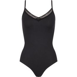 Body Sloggi "GO Ribbed", Damen, Gr. XS, N-Gr, schwarz, Feinripp, Obermaterial: 95% Baumwolle, 5% Elasthan, unifarben, körpernah normal, herzförmiger Ausschnitt, Bodys, weiche Rippware mit Spitzenbesatz
