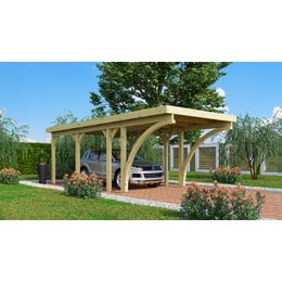 Einzelcarport Karibukdi, Carports, "&raquo;Classic 2 SET&laquo; Stahl-Dach Variante C, mit zwei Einfahrtsbogen", aus Masivholz