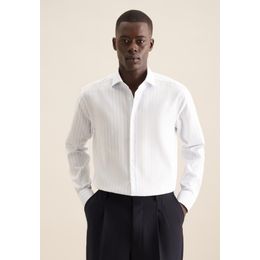 Businesshemd Seidensticker "Regular", Herren, Gr. XL (44), normale Ärmellängen, blau, 100% Baumwolle, gestreift, regular fit, 2-Knopf-Manschette, Hemden, Regular 1/1 Kentkragen Streifen