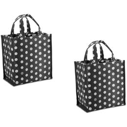 Flaschenkorb Genius "Flaschentasche, grau mit weißen Punkten", grau, B:26cm H:27,5cm T:17cm, Polyester, Einkaufskörbe, praktische Tragetasche zum Transportieren von bis zu 6 Flaschen