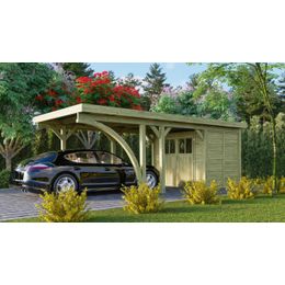 Einzelcarport Karibukdi, Carports, "&raquo;Classic 2 SET&laquo; PVC-Dach Variante B, mit einem Einfahrtsbogen", aus Masivholz