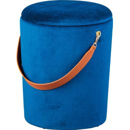Hocker Inosign "Papua", blau, B:35cm H:45cm T:35cm, Samtvelours;100% Polyester, Hocker