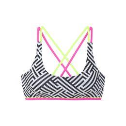 Bustier-Bikini-Top Buffalo "Gioletta", Damen, Gr. 34, Cup A/B, schwarz-weiß (schwarz, weiß), Obermaterial: 83% Polyamid, 17% Elasthan. Futter: 100% Polyester, bedruckt, gemustert, Bikini-Oberteile, Mit gekreuzten Trägern am Rücken