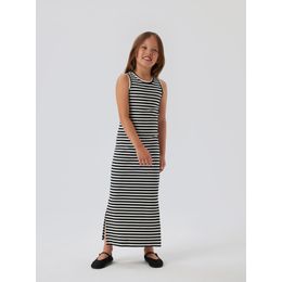 Maxikleid name it "NKFSURAJA XSL SL MAXI DRESS NOOS", Mädchen, Gr. 116, N-Gr, hellweiß stripes:with schwarz stripes, Jersey, Obermaterial: 95% Baumwolle, 5% Elasthan, gestreift, slim fit wadenlang, Rundhals, Kleider, Baumwollmischung, mit Stretch, Jersey, Seitenschlitze